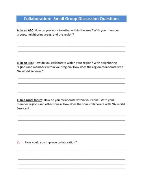 Collaboration: Small Group Discussion Questions