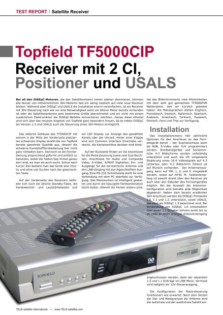 Topfield TF5000CIP Receiver mit 2 CI, Positioner und USALS