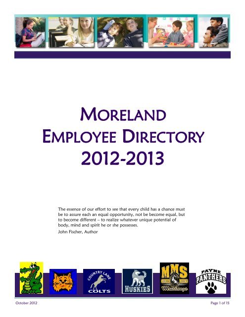 staff directory - Moreland School District