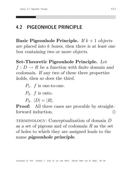 4 2 PIGEONHOLE PRINCIPLE