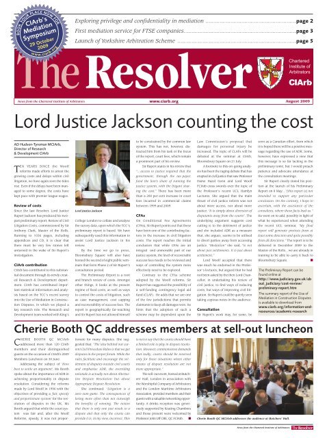 Lord Justice Jackson counting the cost - Chartered Institute of ...