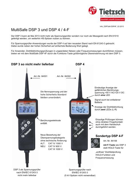 NEU - Produktinformationen DSP 3 wird zu DSP 4F - bei Tietzsch