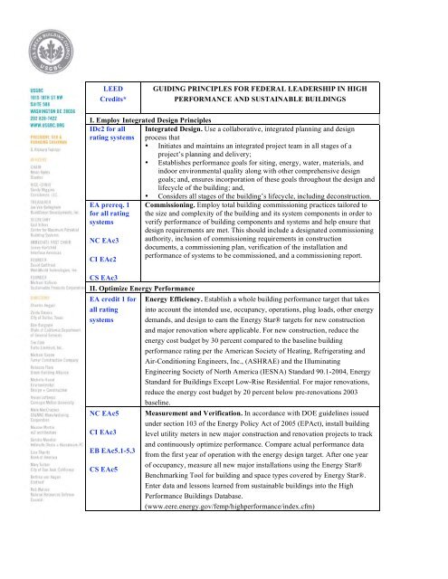 LEED / MOU Mapping Guide - The Whole Building Design Guide