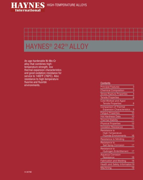 HAYNES® 242™ ALLOY - Haynes International, Inc.