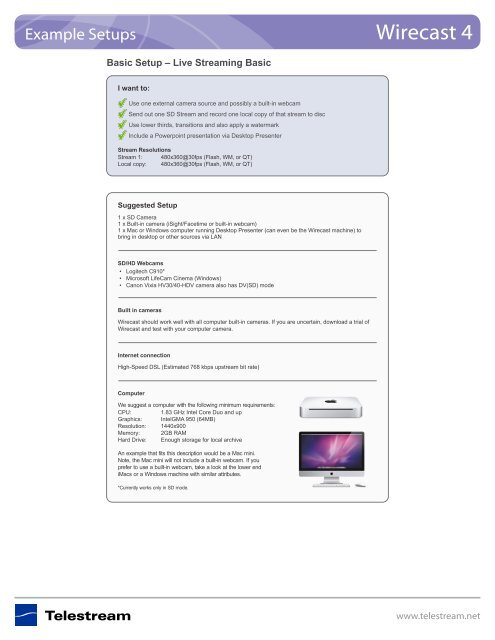 Wirecast Example Setups - Telestream