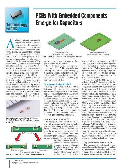 PCBs With Embedded Components Emerge for Capacitors - Murata