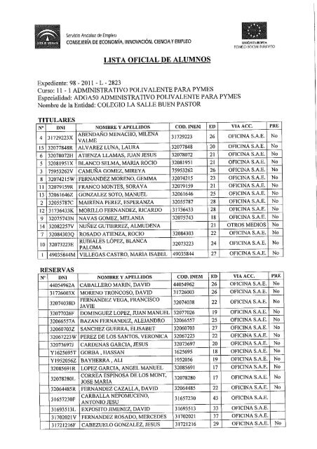 LISTA OFICIAL DE ALUMNOS