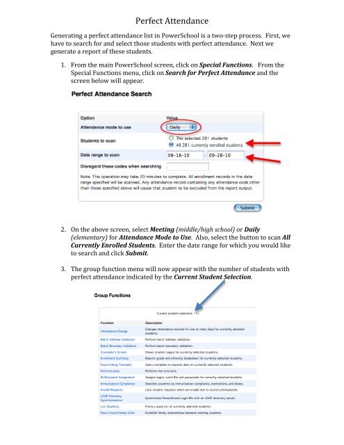 Perfect Attendance List