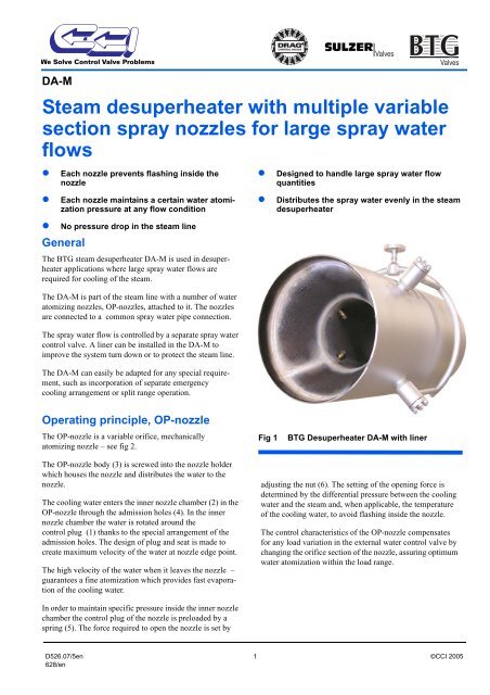 Steam desuperheater with multiple variable section spray nozzles ...