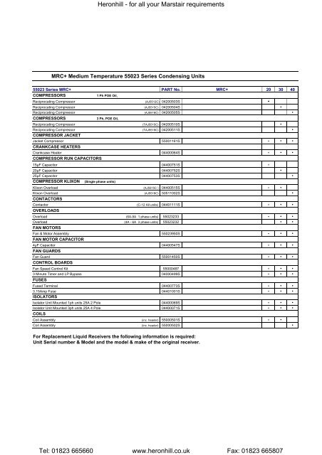 Marstair Air Conditioning spares available from Heronhill Air ...