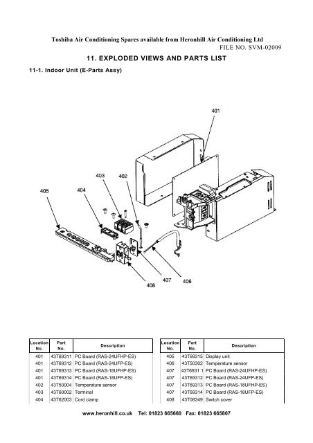 11. exploded views and parts list - Heronhill Air Conditioning Ltd