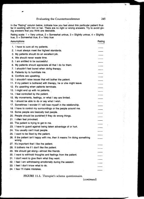 Therapist Schemas Questionnaire