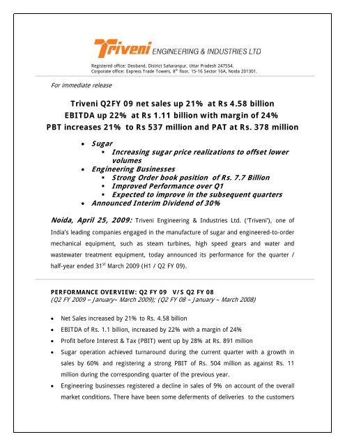 Investor Brief April 2009 - Triveni Engineering
