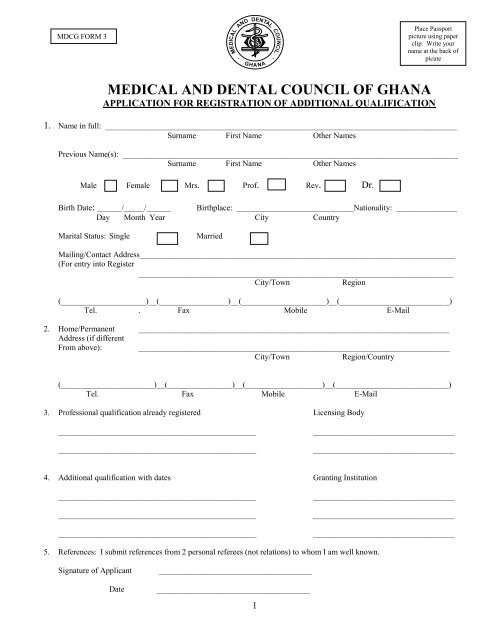 Additional Qualification Forms.pdf - Medical & Dental Council Ghana