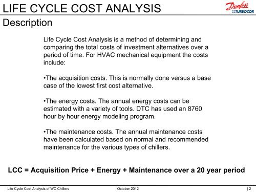 LIFE CYCLE COST ANALYSIS