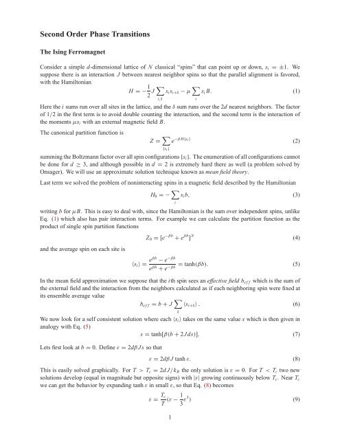 Second Order Phase Transitions