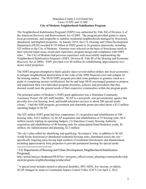 City of Modesto Neighborhood Stabilization Program - Stanislaus ...