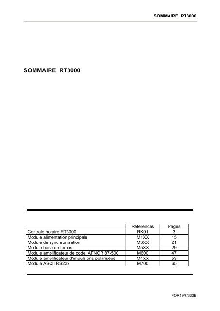 SOMMAIRE RT3000 - Gorgy Timing