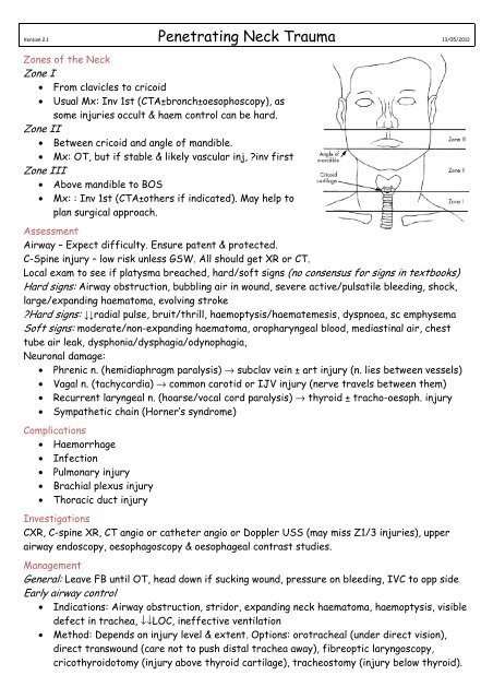 Penetrating Neck Trauma