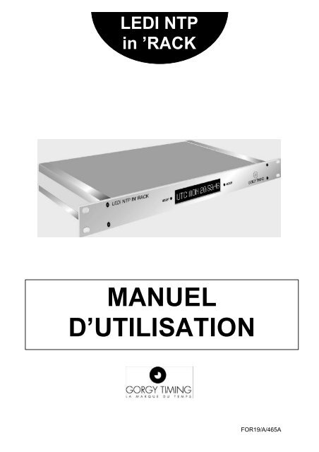 MANUEL D'UTILISATION - Gorgy Timing