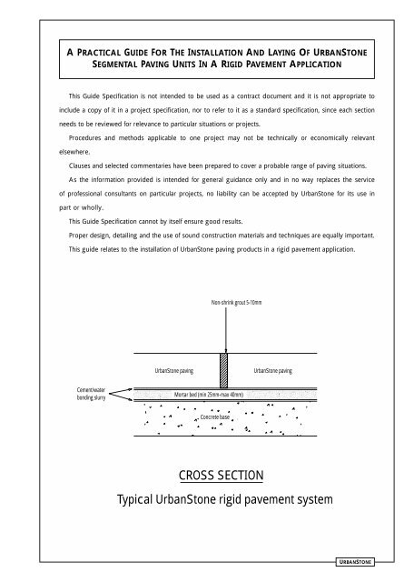 Typical UrbanStone rigid pavement system CROSS SECTION