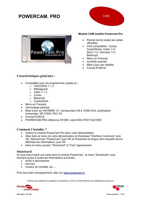 POWERCAM. PRO - Triax