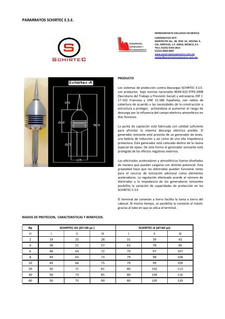 pararrayos schirtec e - Pararrayos, Supresores y Recubrimientos