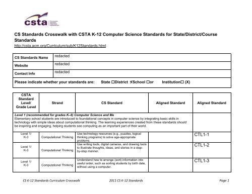 to download curriculum crosswalk example - CSTA - ACM