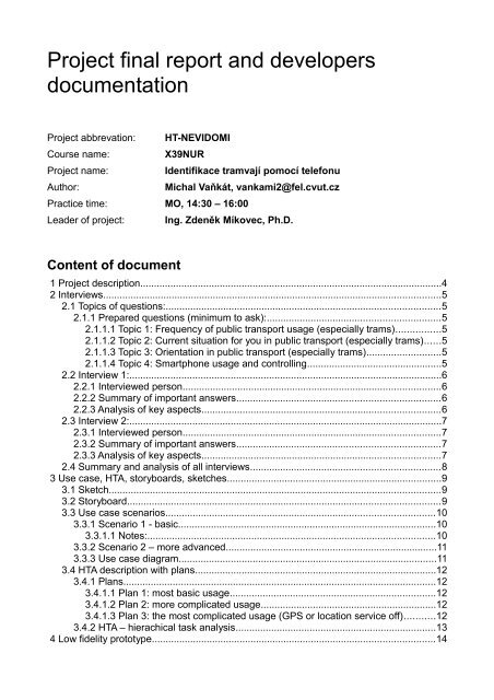 Project Final Report And Developers Documentation