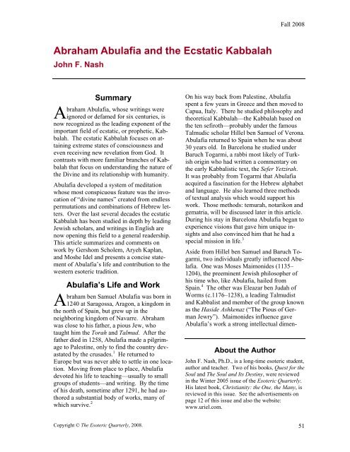 Abraham Abulafia and the Ecstatic Kabbalah - Spirituality for the ...