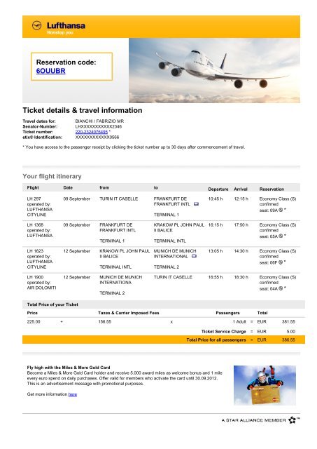 Ticket details & travel information - INFN - Torino Personal pages