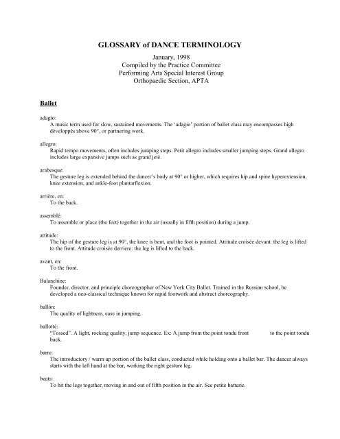 ballet dance terms with pictures