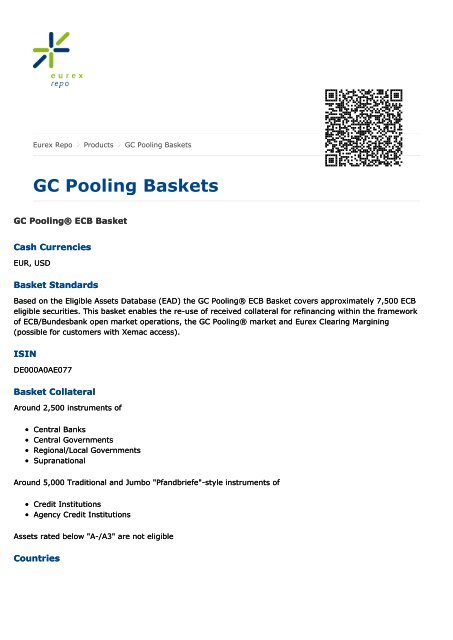 Eurex Repo - GC Pooling Baskets