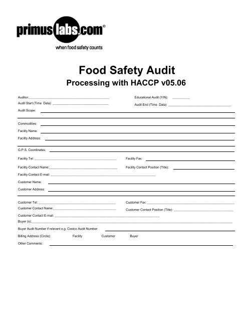 Food Safety Audit - PrimusLabs.com