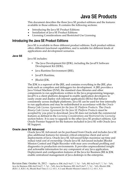 Java SE Products - Oracle