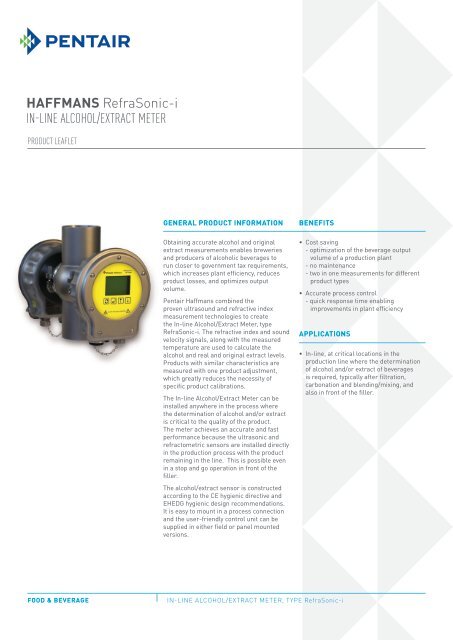 HAFFMANS RefraSonic-i IN-LINE ALCOHOL/EXTRACT METER