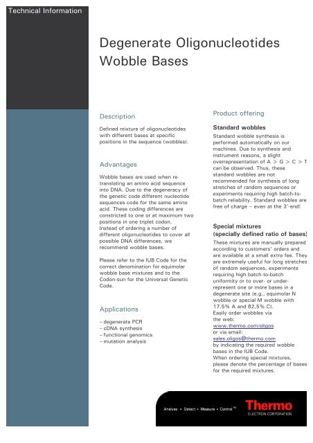 Degenerate Oligonucleotides Wobble Bases