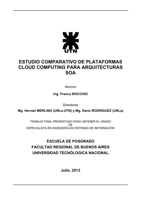 estudio comparativo de plataformas cloud computing para ...