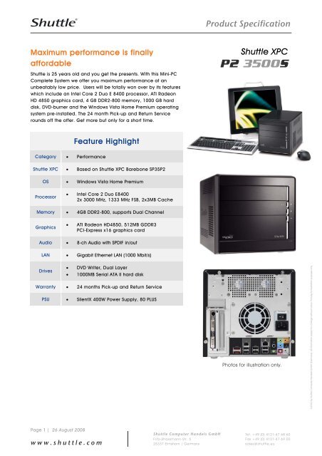 Product Specification - Europ' computer performance