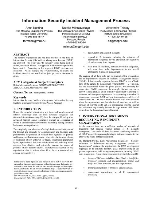 Information security incident management process