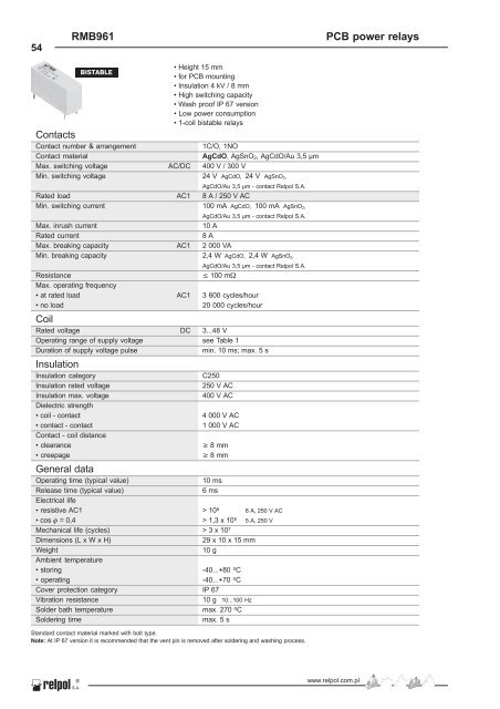 RMB961 PCB power relays - Willow.co.uk