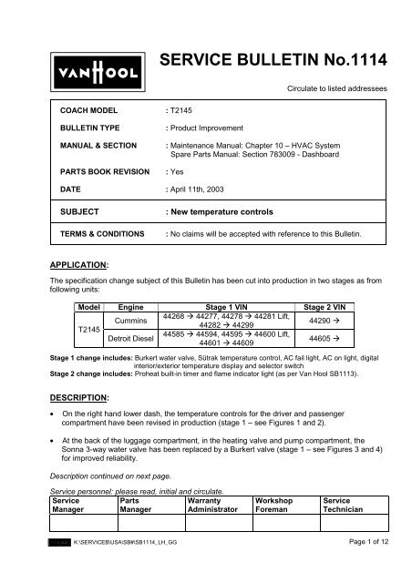 SERVICE BULLETIN No.1114 - ABC Companies