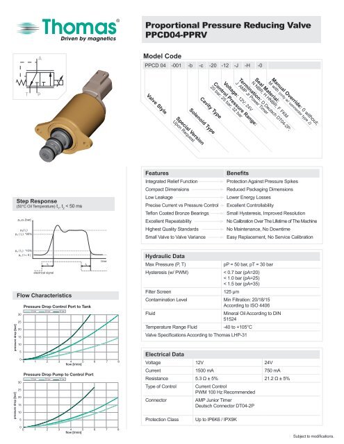Proportional Pressure Reducing Valve PPCD04 ... - Thomas Magnete