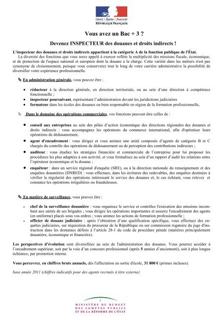 inspecteur douane concours