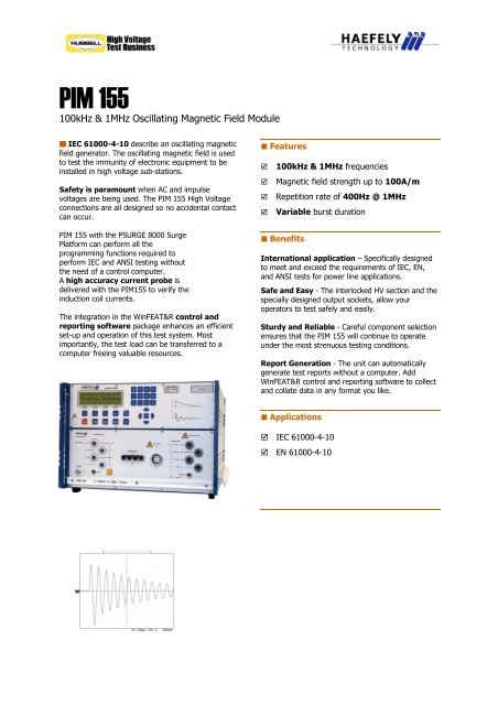 PIM 155, Damped oscillating wave magnetic field ... - Haefely EMC
