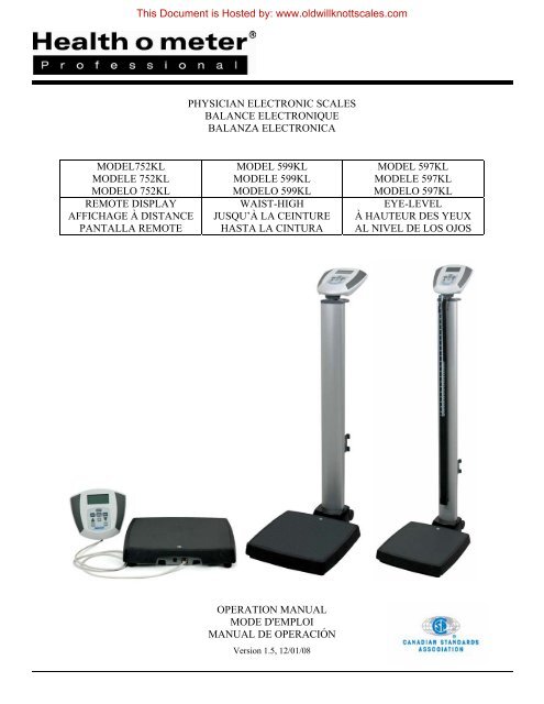 physician electronic scales balance electronique ... - Scale Manuals