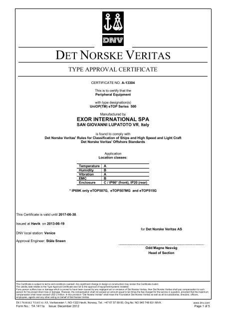 DNV Type Approval Certificate No. A-13304 Series 500.pdf - sitek