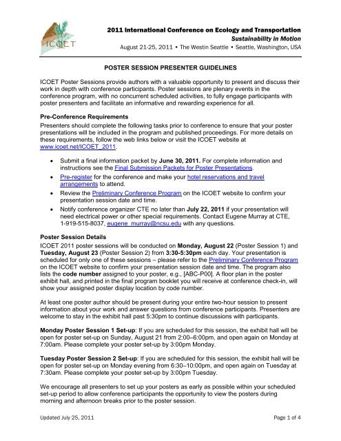 Poster Session Presenter Guidelines - ICOET