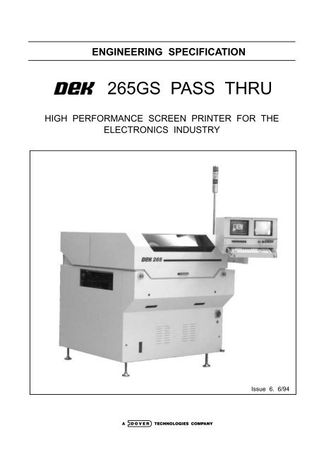 Dek 265 Datasheet - MHz Electronics, Inc