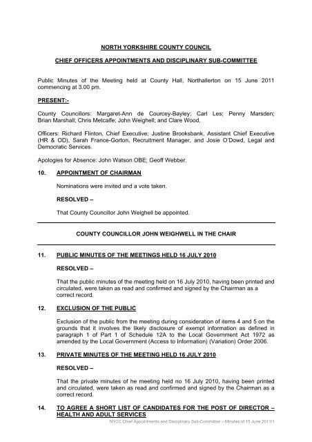 NORTH YORKSHIRE COUNTY COUNCIL